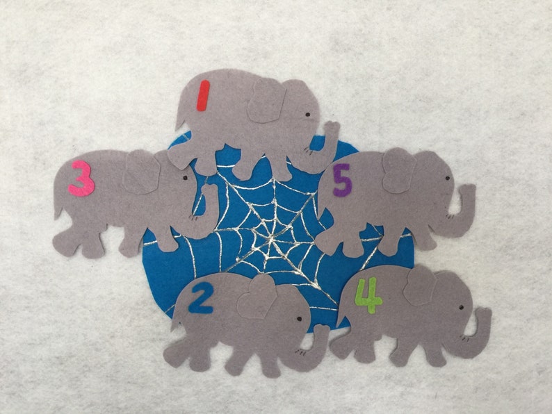 5 Elephants Went Out to Play Felt Story/5 Elephants Bathtub Flannel ...