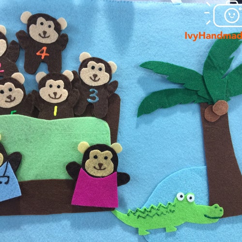 Five Little Monkeys Finger Puppet Set/monkeys Jumping on BED & - Etsy