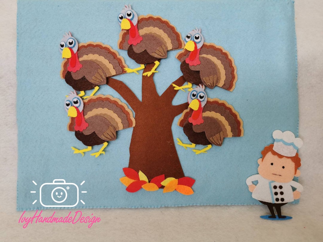 Five Fat Turkeys Flannel Board Felt Story Song/thanksgiving Turkey/five ...