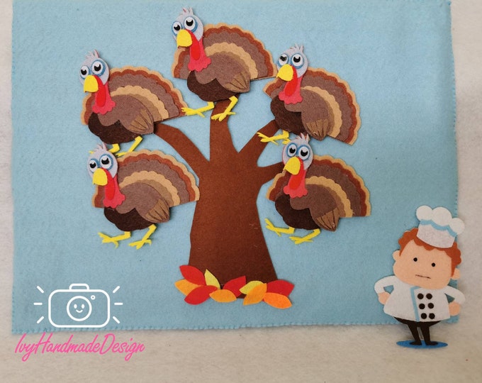 Five Fat Turkeys Flannel Board Felt Story Song/thanksgiving Turkey/five ...