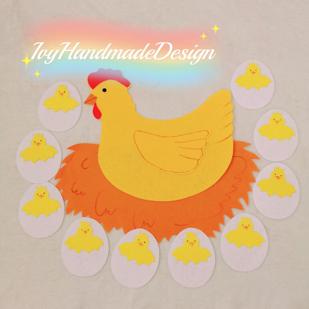 10 Little Chicks Hen Felt Story/chick Chick Chicken Flannel Board Laid ...