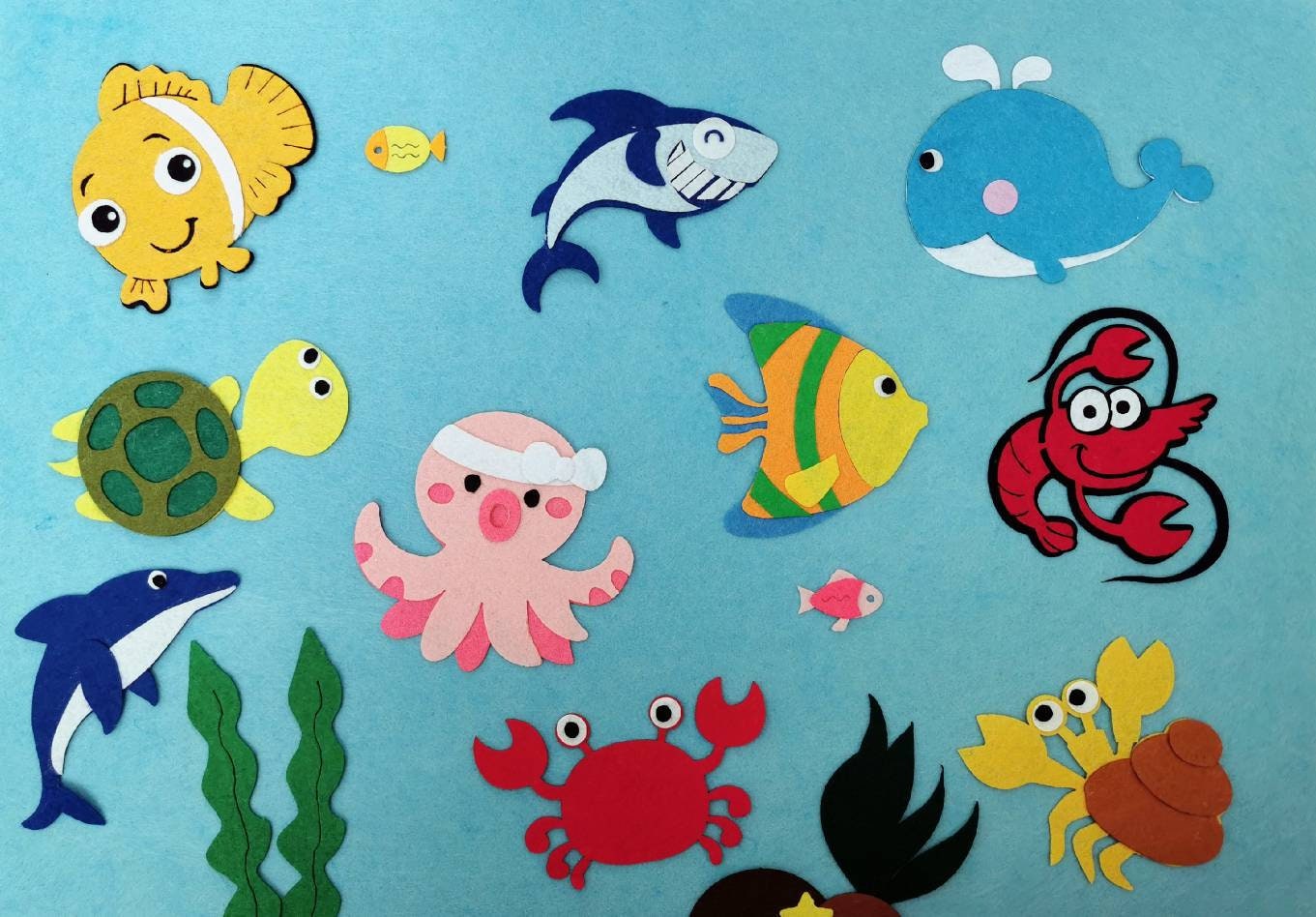 Ocean creatures felt play set/Sea animal Flannel Board/under | Etsy