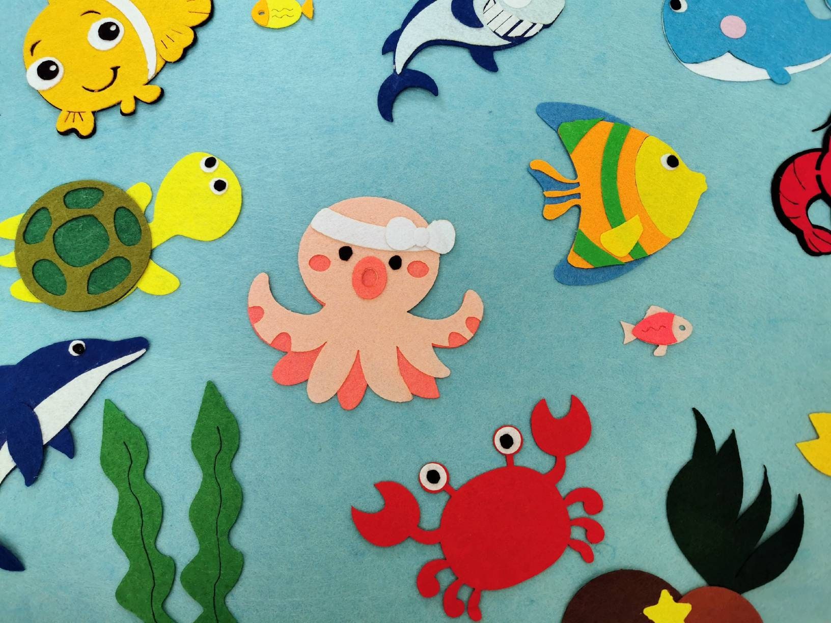 Ocean creatures felt play set/Sea animal Flannel Board/under | Etsy