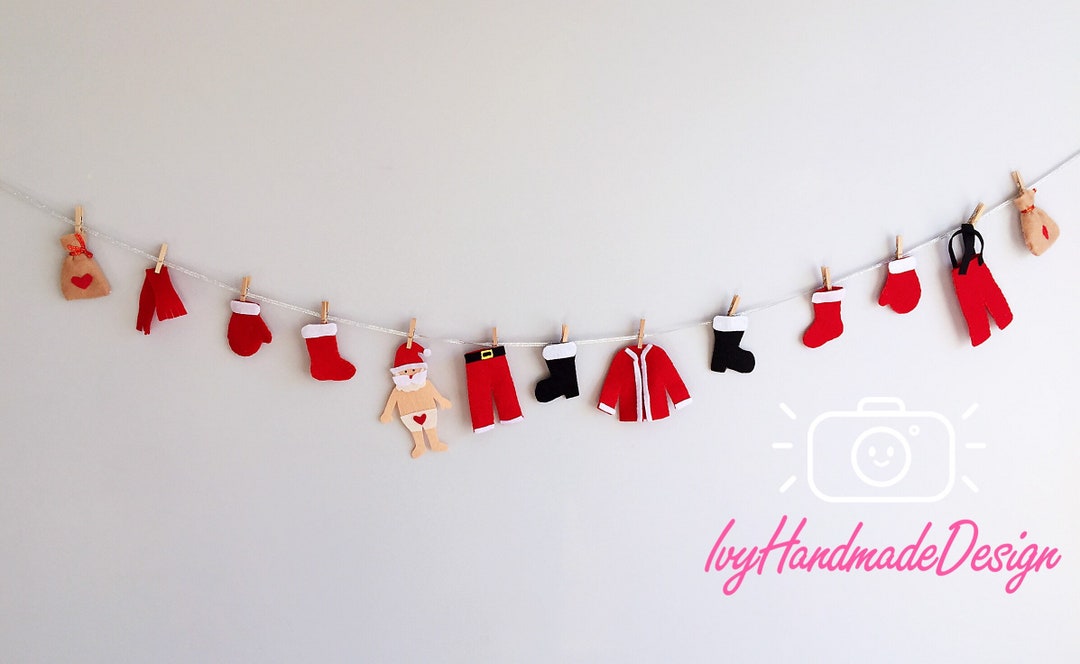 Santa's Christmas's Washing Line Bunting Garland/santa Claus Laundry ...