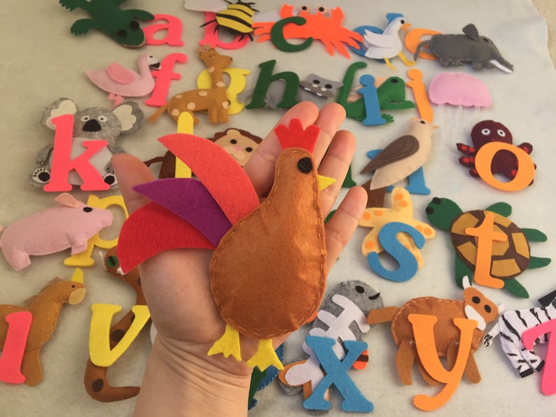 Abc Alphabet Animal/alphabet and Matching Animals Felt - Etsy Canada