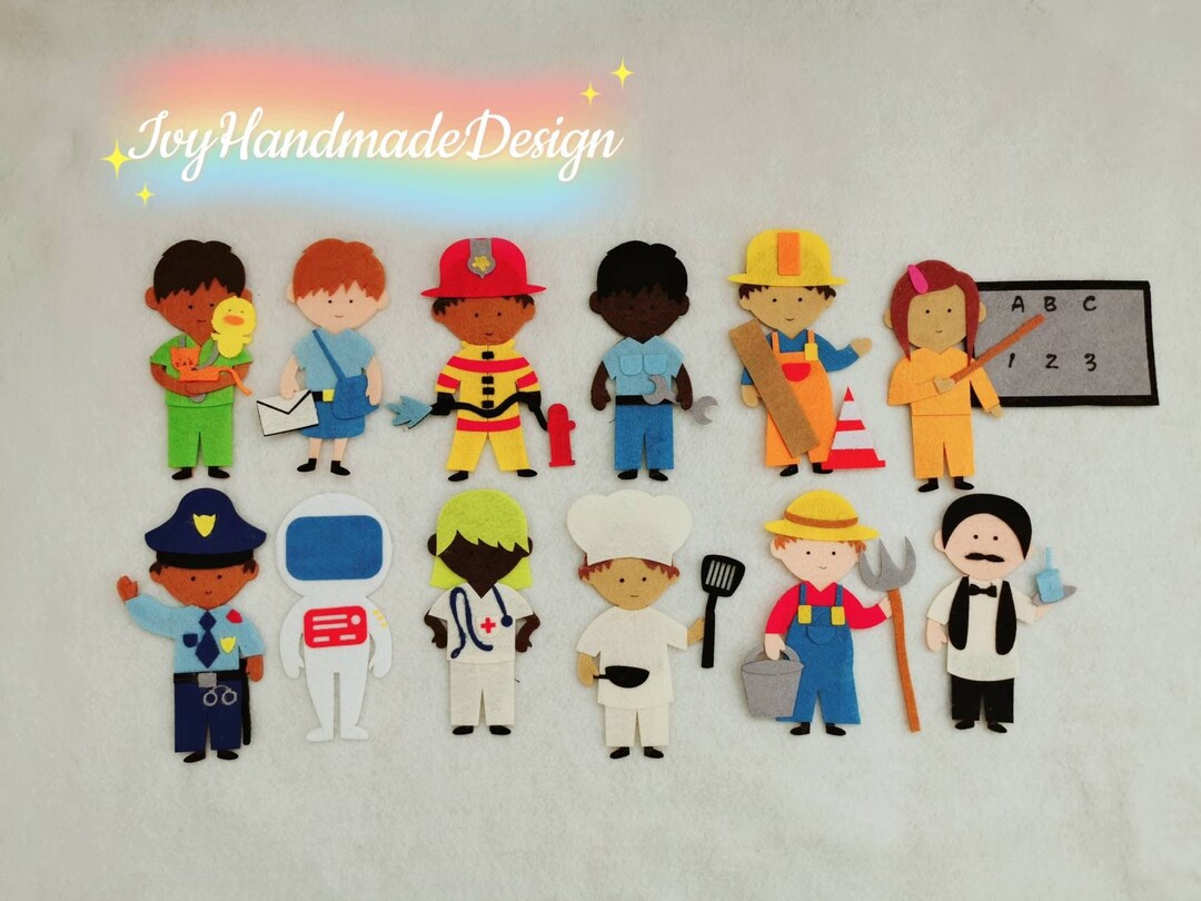 Community Helpers Felt Board/policeman/fireman/chef/nurse Multicultural ...