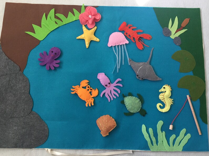 Magnetic Fishing Game/felt Sea Animals With Fishing Rob/sensory Toy ...
