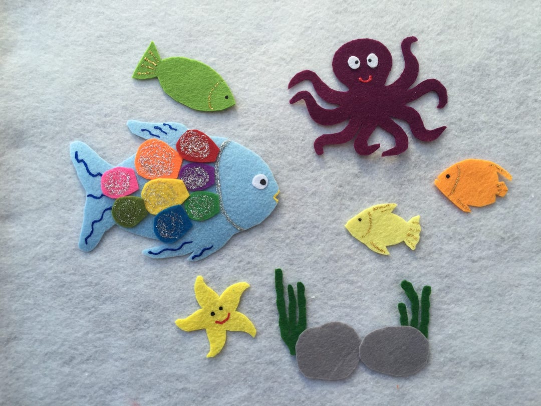 Rainbow Fish Felt Board Story Set/handmade Preschool Teaching Resource ...