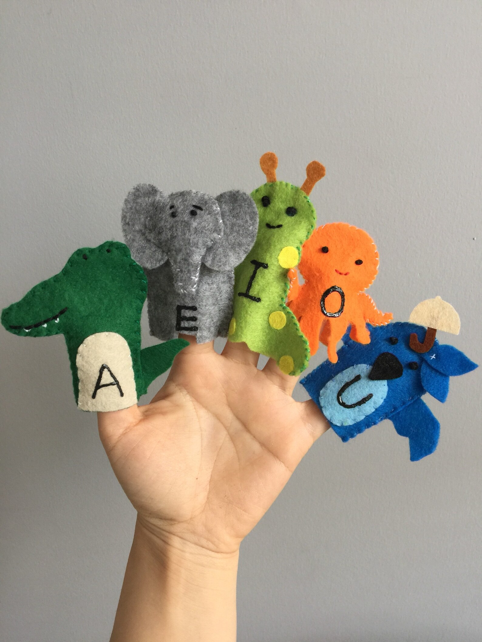 26 Animals Phonics Zoo Felt Finger Puppets/jungle Animal Wool Felt ...