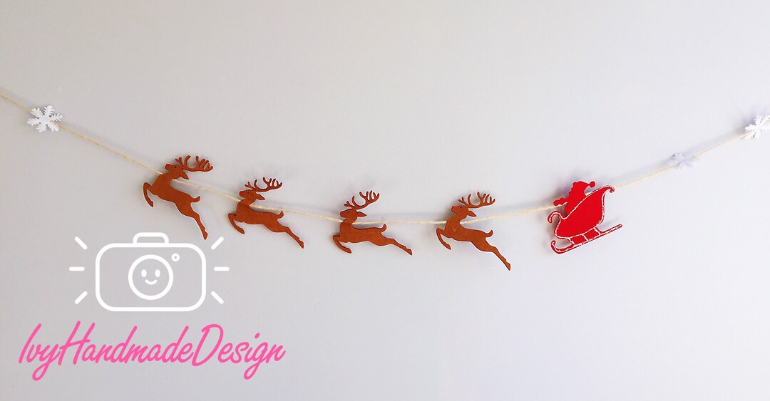 Santa Sleigh Reindeer/holiday Party Banner/snowflake Wall - Etsy Santa Sleigh Reindeer/holiday Party Banner/snowflake Wall - Etsy