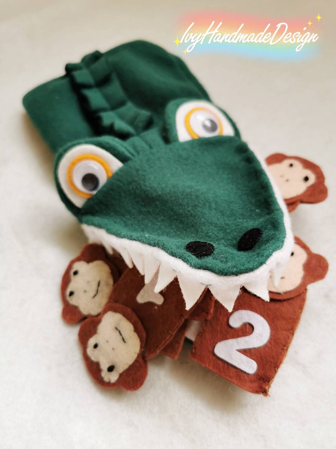 Five Little Monkeys Finger Puppet Set: Alligator Hand Puppet/flannel ...