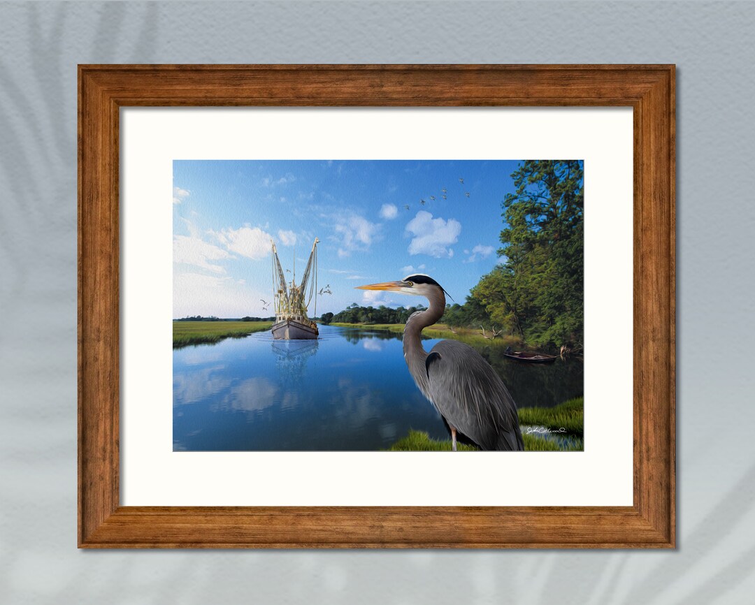 Charleston, SC Art Print - Tidal Creek Shrimper - Etsy