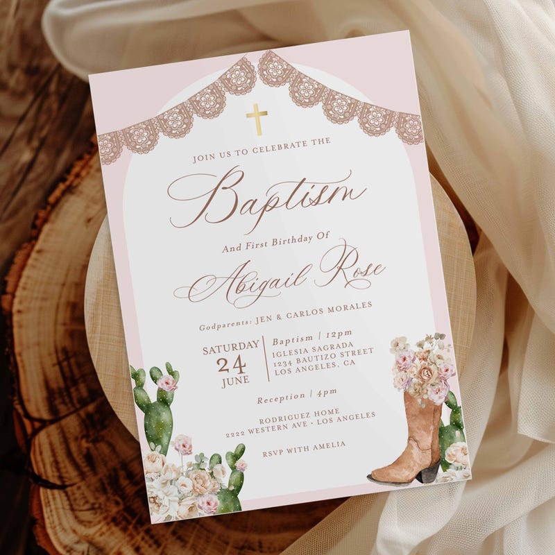 Baptism Western Invite - Etsy