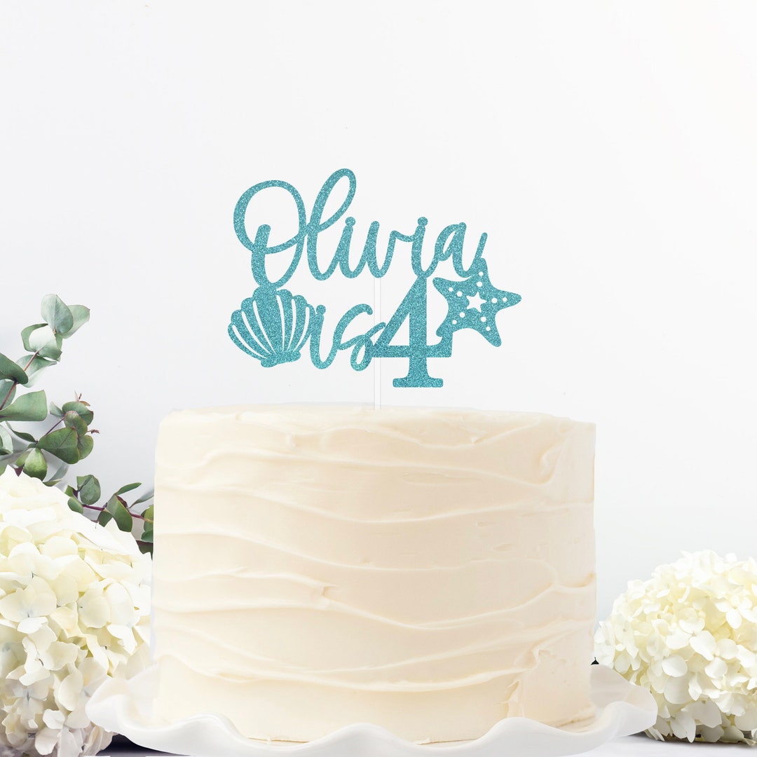 Under the Sea Cake Topper, Sea Shell Topper, Star Fish, Age and Name ...