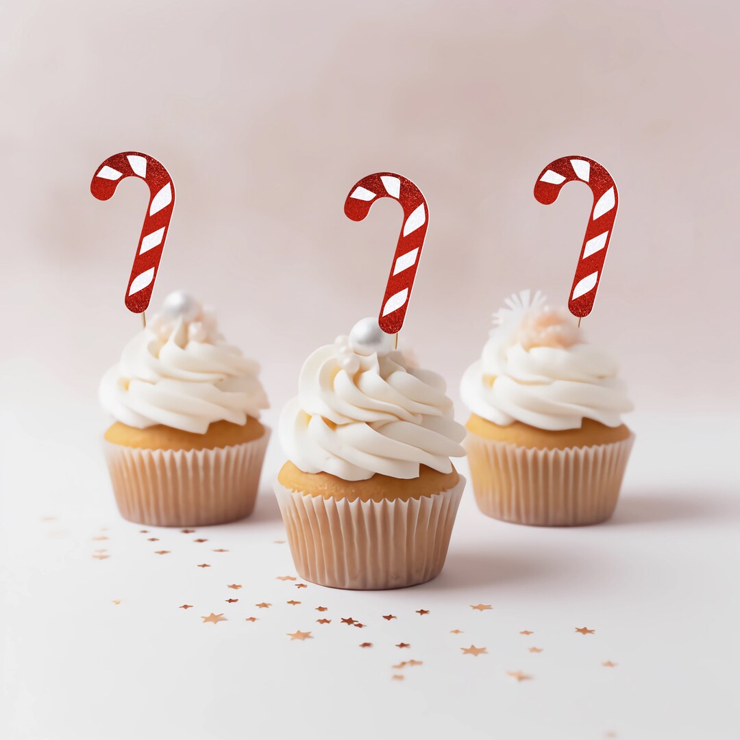 Candy Cane Cupcake Toppers - Etsy
