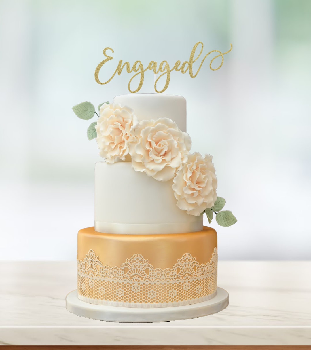 Engaged Cake Topper, Engagement Cake Topper - Etsy