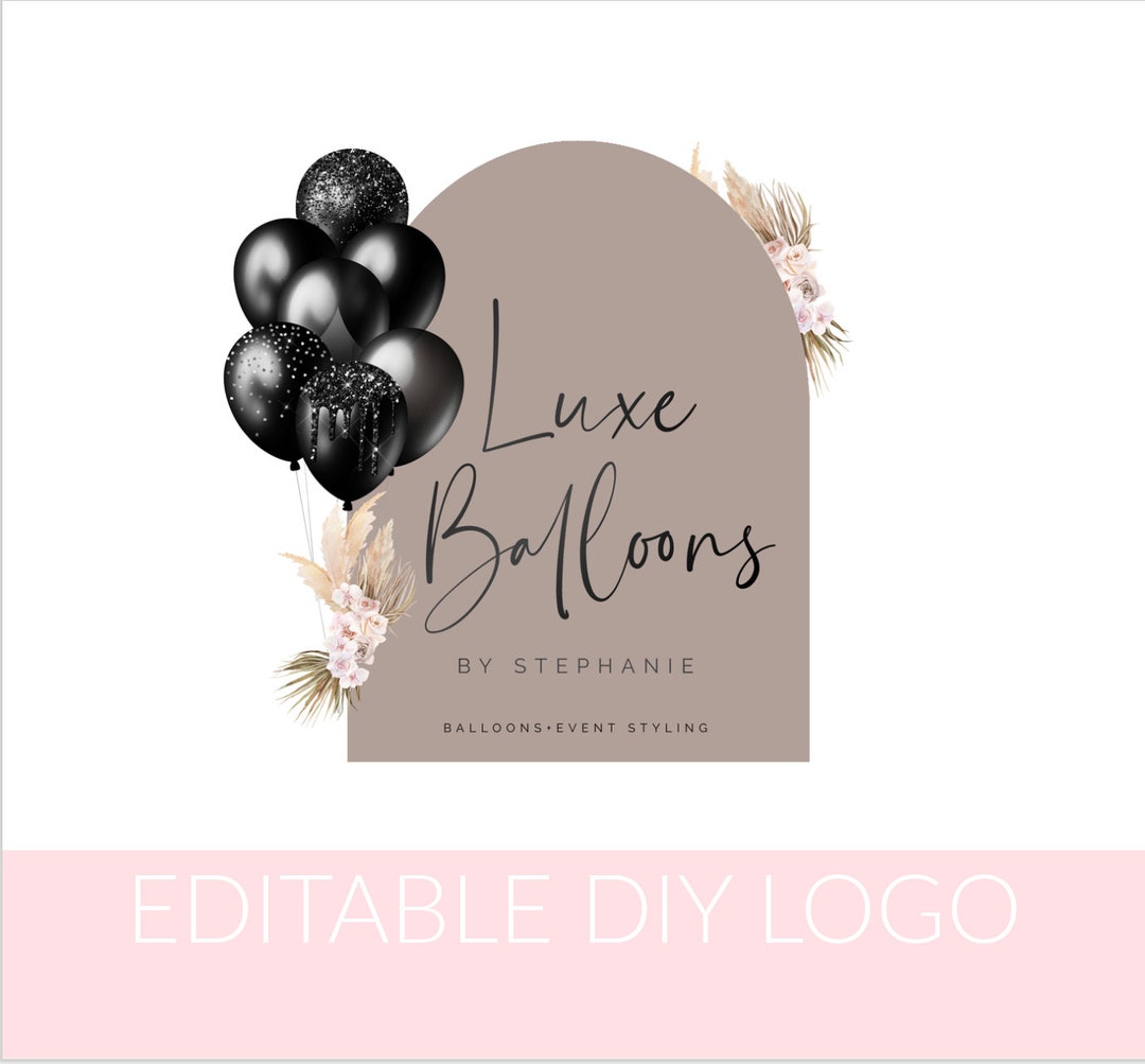 Party Business Logo, Balloons Editable Logo, Diy Branding, Logo ...