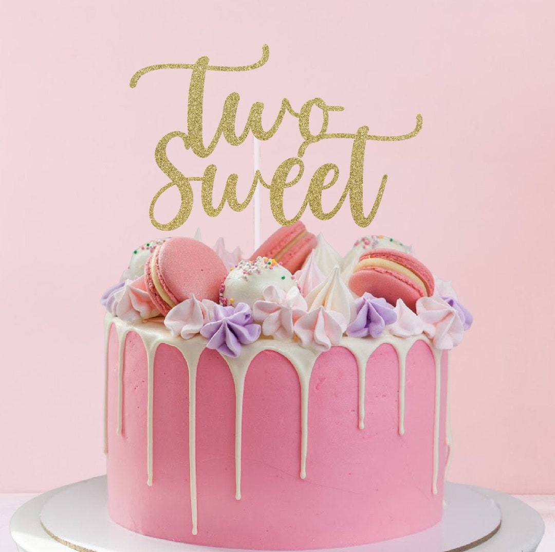 Two Sweet Cake Topper, 2nd Birthday Cake Topper, Two, Second Birthday ...