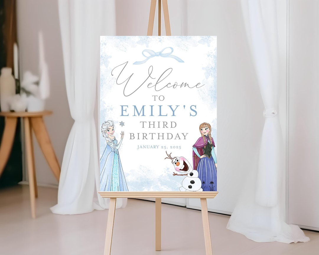 Frozen Theme Birthday Welcome Sign, Editable Template - Etsy