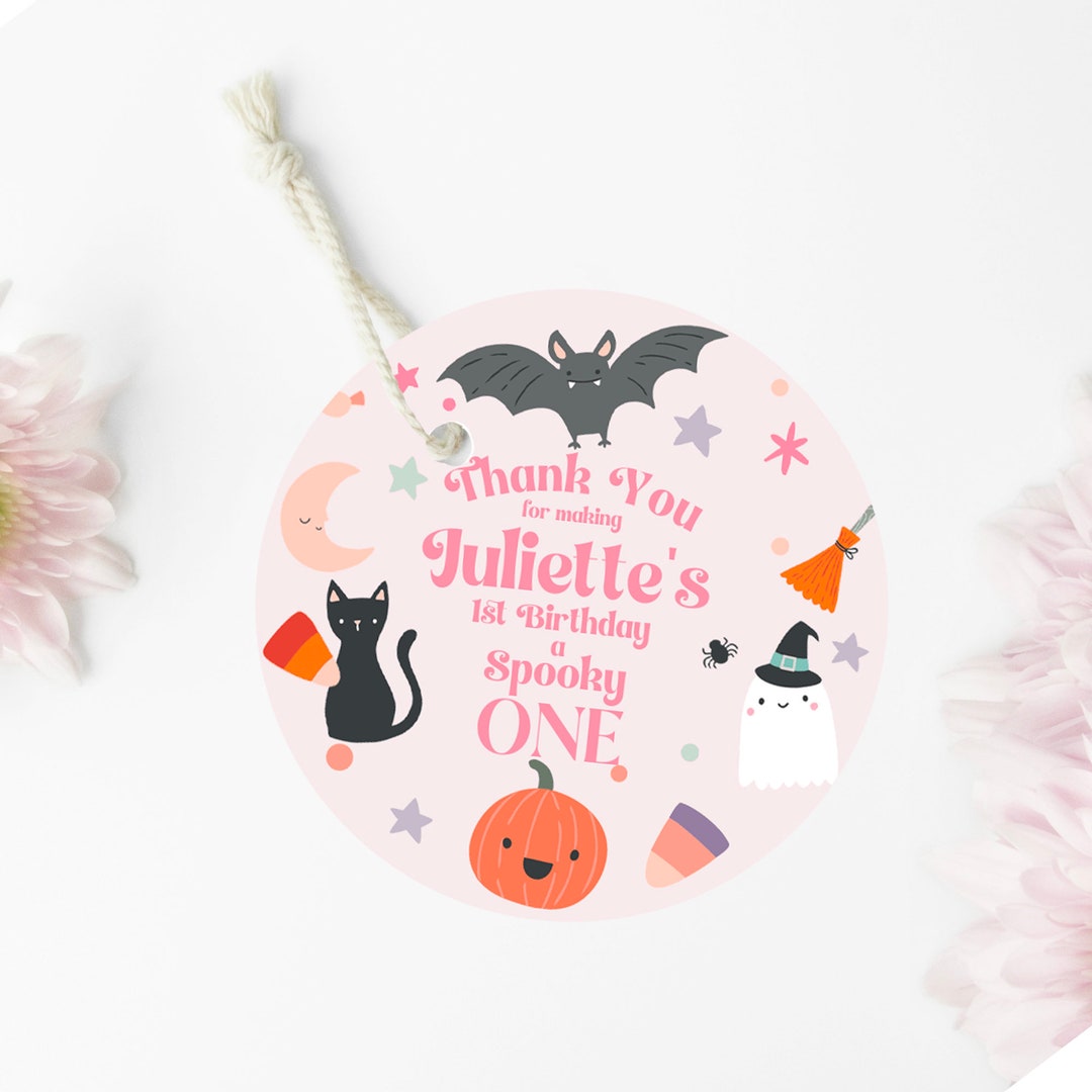 Spooky One Thank You Tags, First Birthday Thank You Tags, Halloween ...