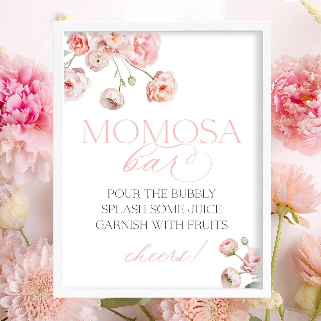 Momosa Bar Sign, Baby Shower Mimosa Bar Sign, Mom-osa Sign Printable ...