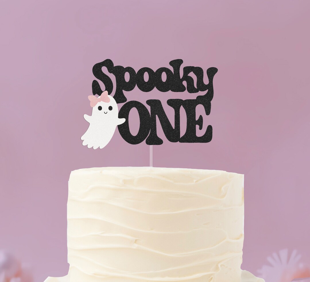 The Spooky ONE Girl Ghost Cake Topper, Girl Ghost With Bow Cake Topper ...