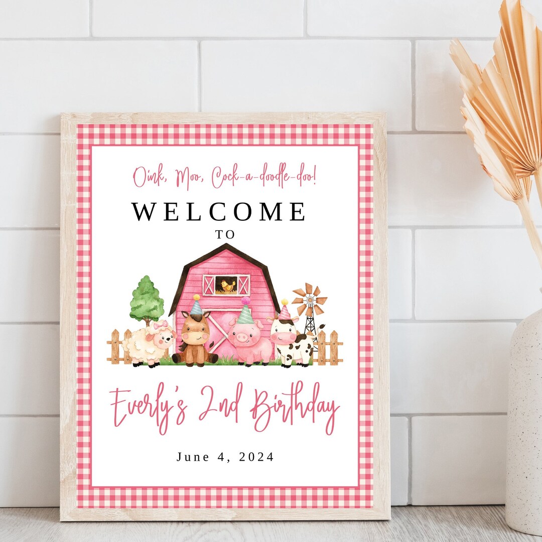Farm Birthday Welcome Sign, Farm Animals Welcome Sign - Etsy