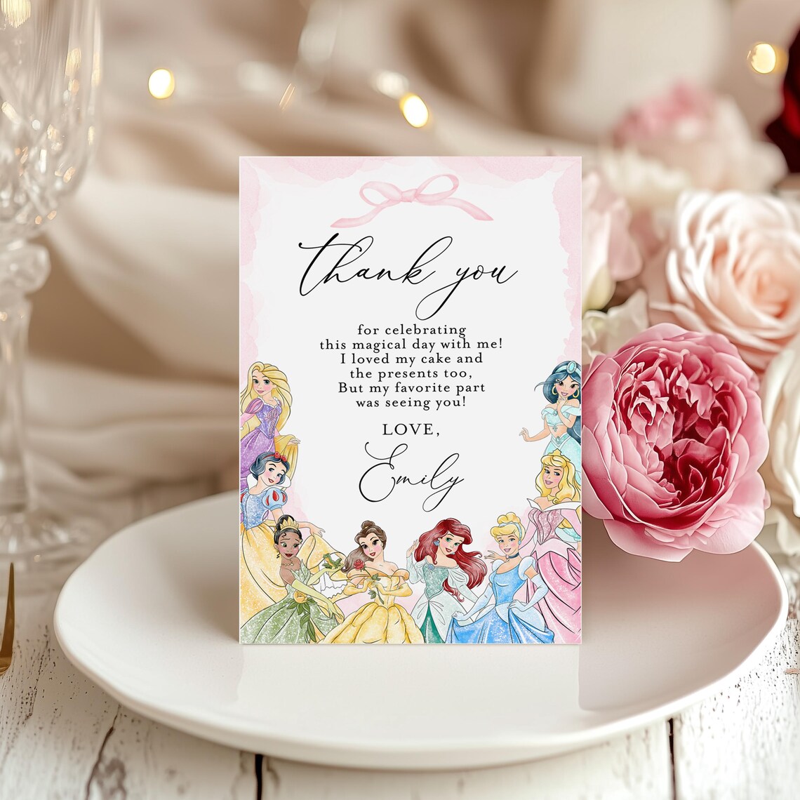 Princess Thank You Card, Editable Template, Party Thank You Card - Etsy