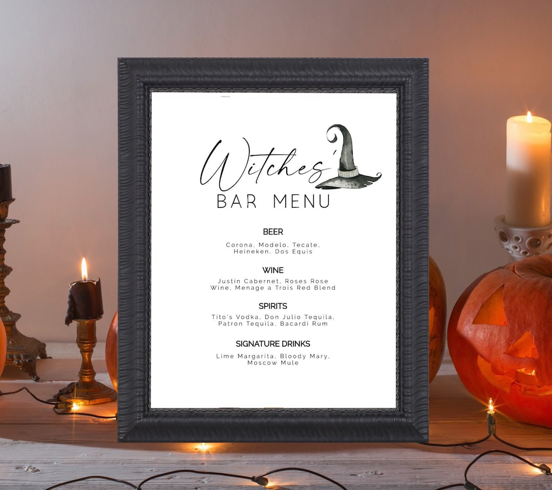 Editable Witches Bar Menu, Halloween Party Printable (instant Download ...