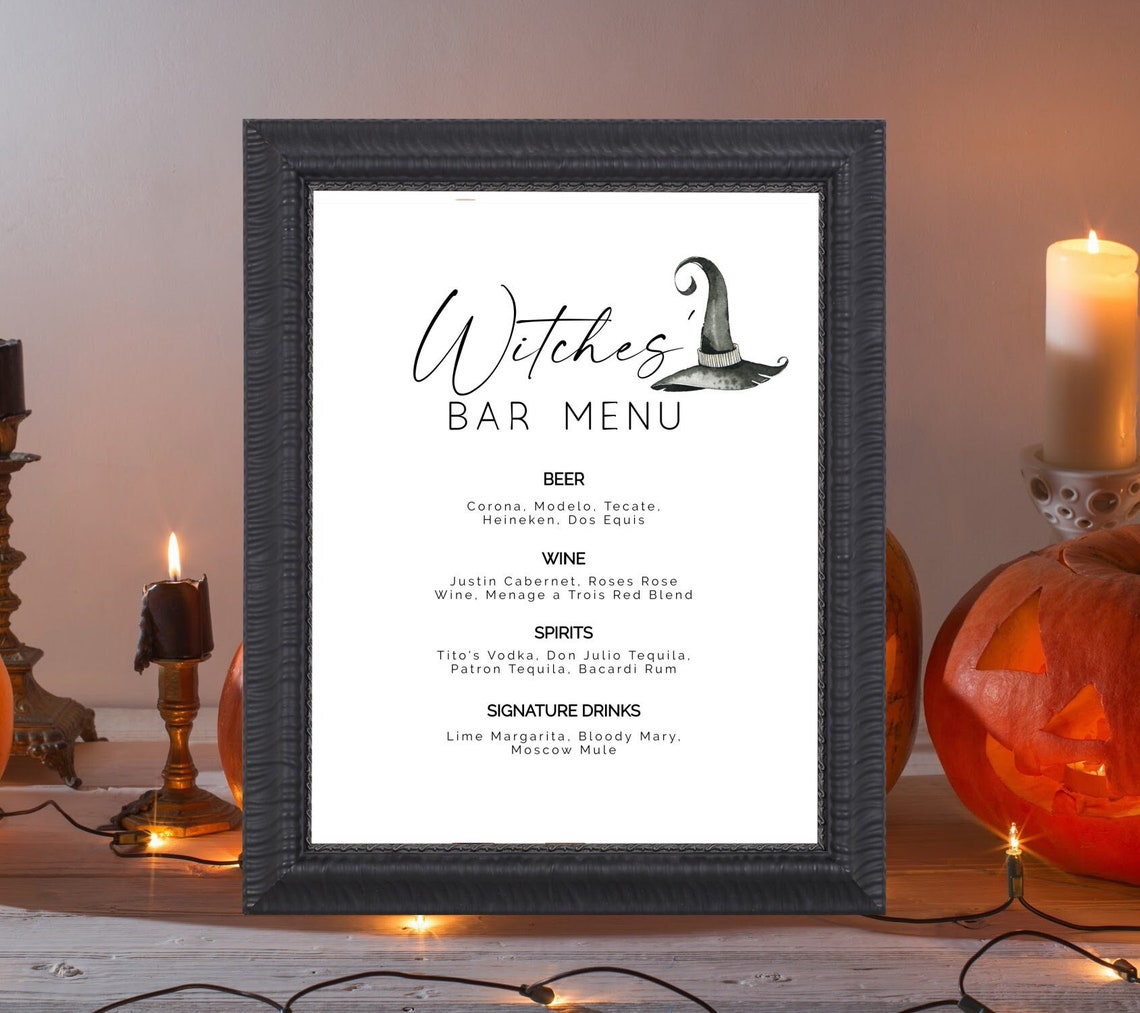 Editable Witches Bar Menu, Halloween Party Printable (instant Download ...