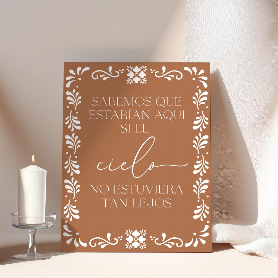 Spanish Memorial Sign, En Memoria, Si El Cielo No Estuviera Tan Lejos ...