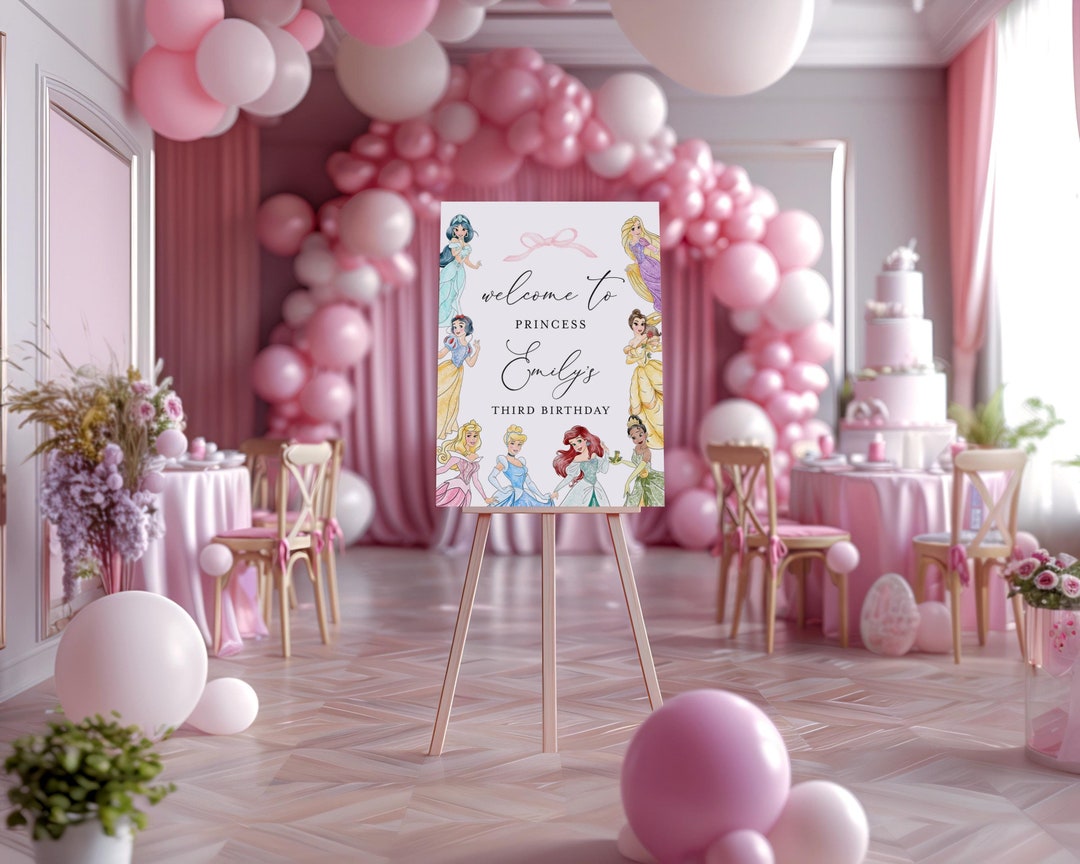 Princess Birthday Welcome Sign, Editable Template - Etsy