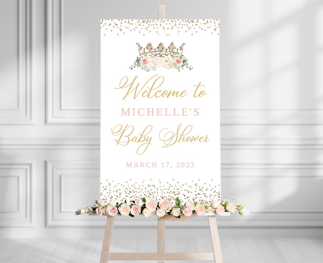 Little Princess Baby Shower Welcome Sign, Princess Themed Baby Shower ...