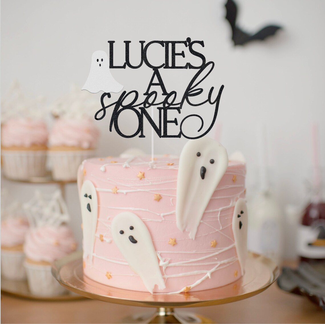 Spooky ONE Ghost Cake Topper, Spooky One Name Halloween Cake Topper ...