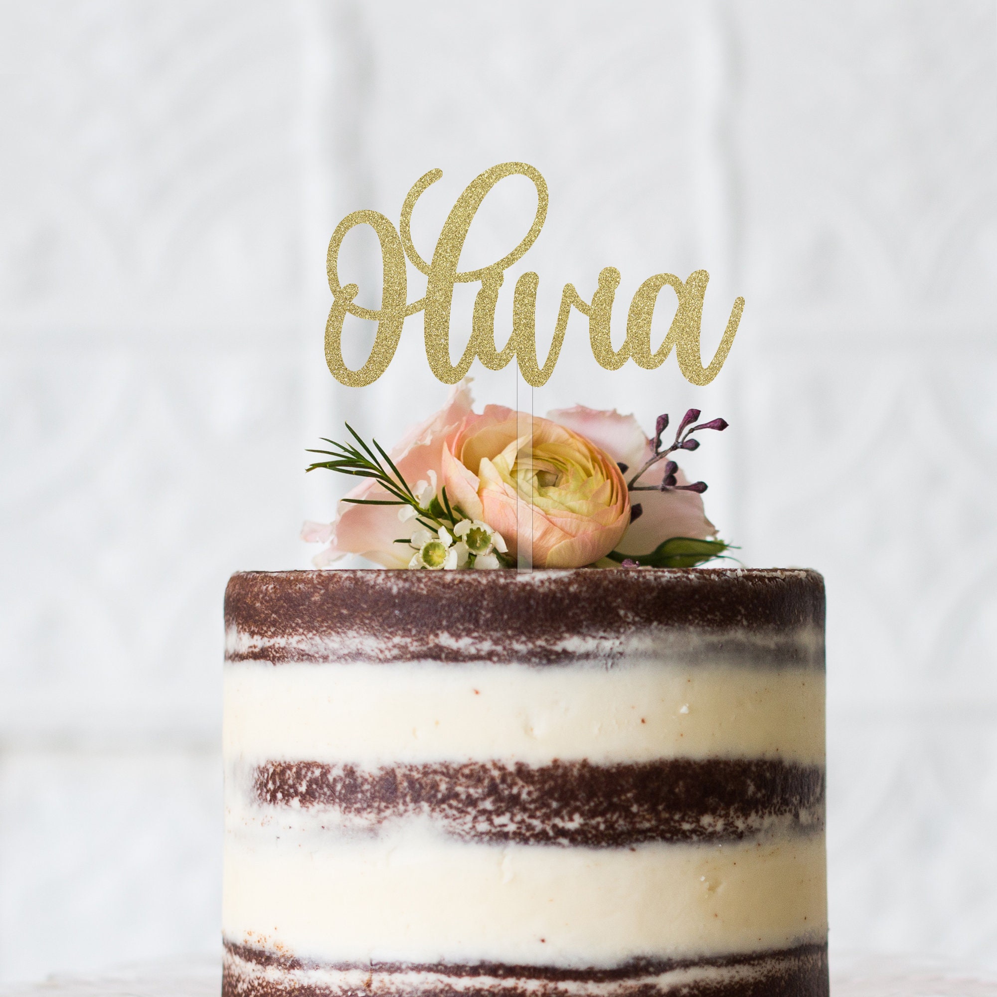 Glitter Name Cake Topper, Custom Cardstock Topper - Etsy