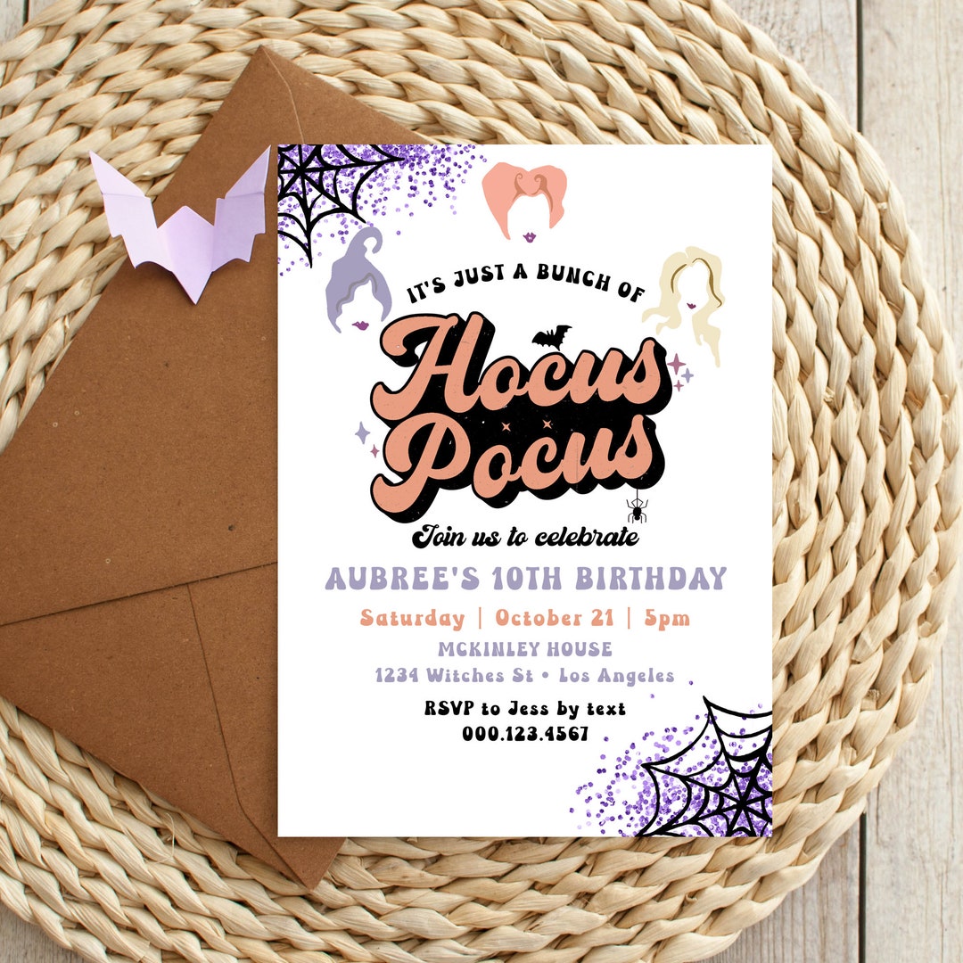 Hocus Pocus Invitation, Halloween Invitation, Hocus Pocus Birthday - Etsy