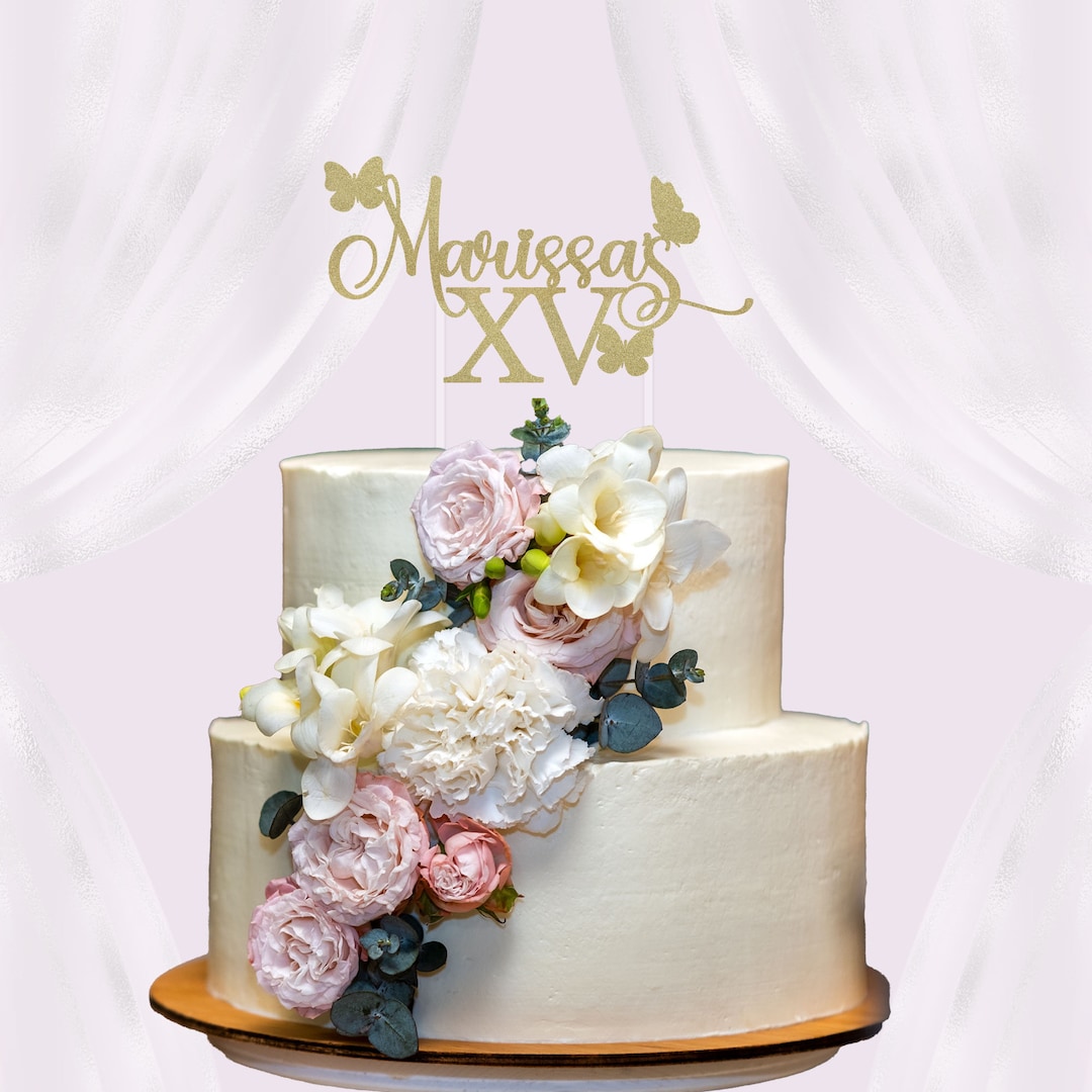 Quinceanera Cake Topper, Quinceanera Butterfly Cake Topper, XV ...
