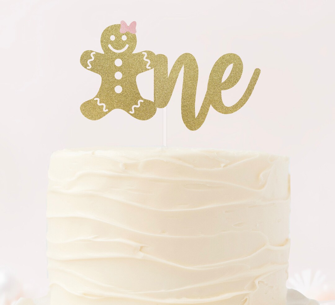 Gingerbread Cake Topper, Gingerbread With Bow, One Cake Topper, First ...