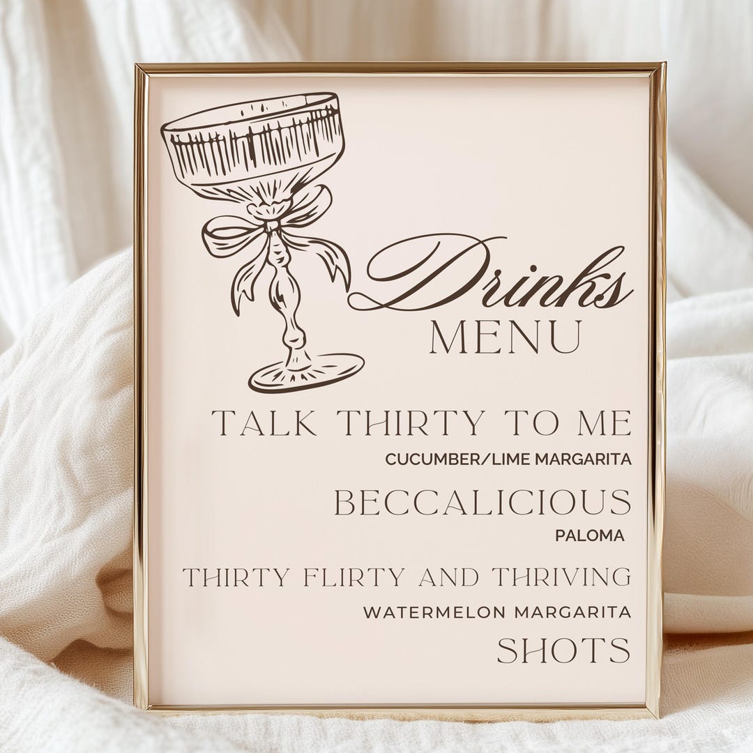 Coquette Bar Menu, Martini Theme (CANVA Editable Template) - Etsy