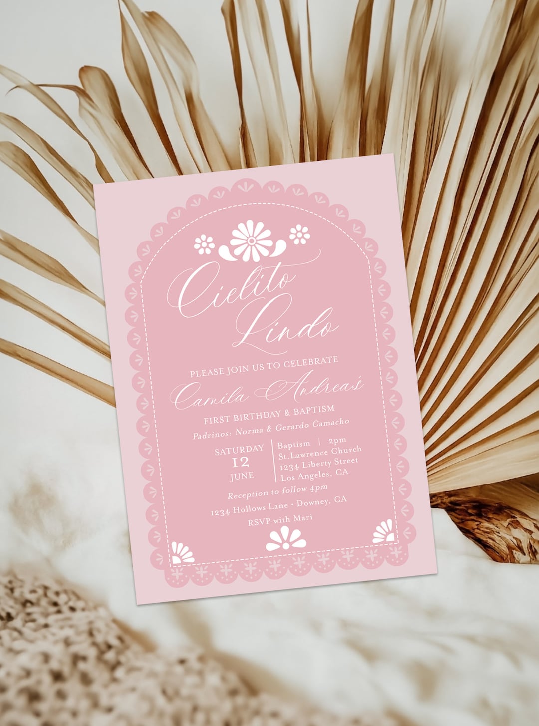 Cielito Lindo Invitation, Baptism Invitation, Papel Picado Invitation - Etsy