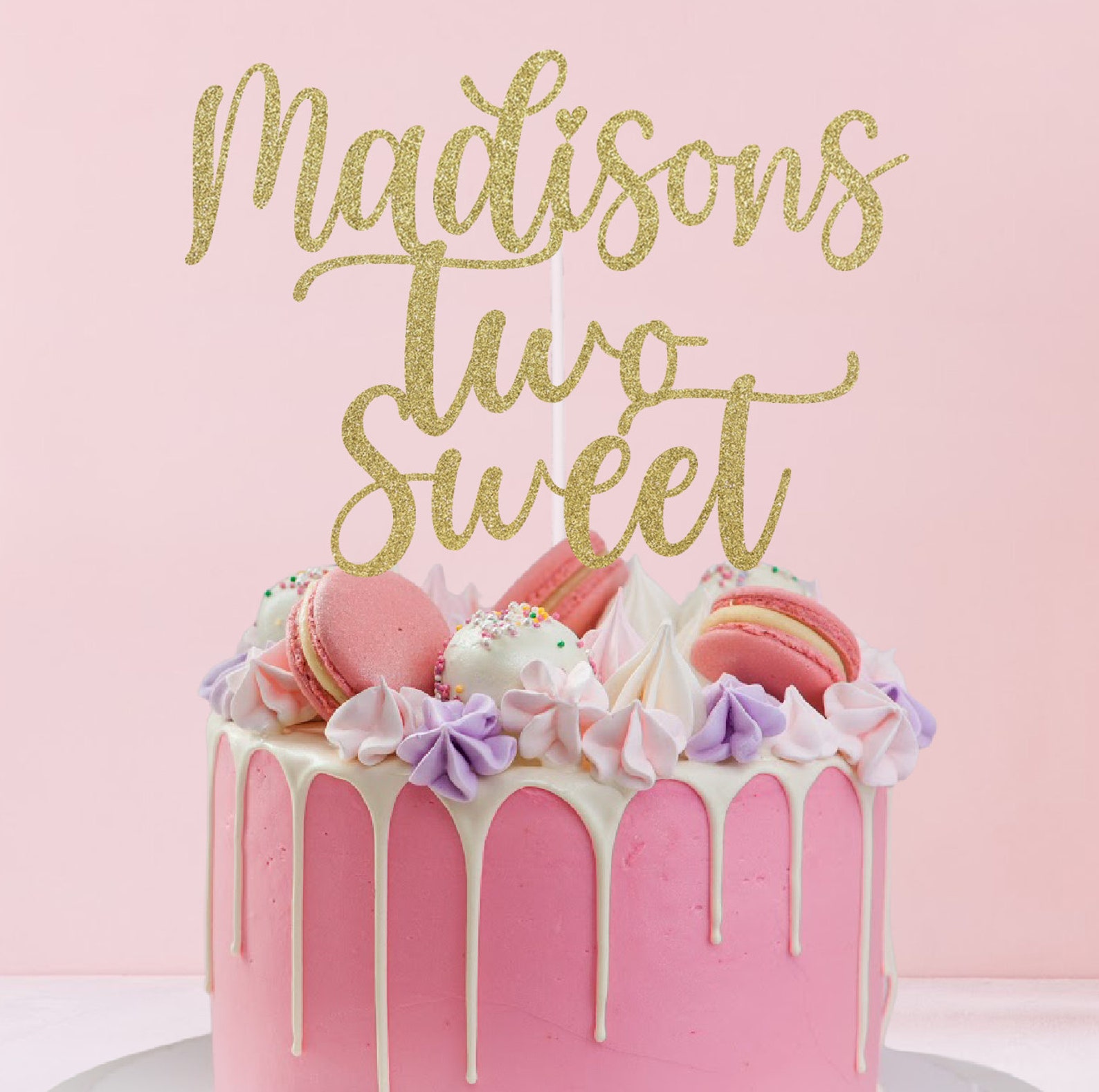 Two Sweet Glitter Cake Topper, Second Birthday - Etsy