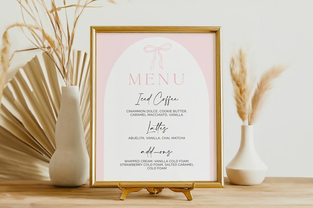 Coffee Menu Sign, Pink Menu, Ice Coffee Menu, Cafecito Menu, Editable ...