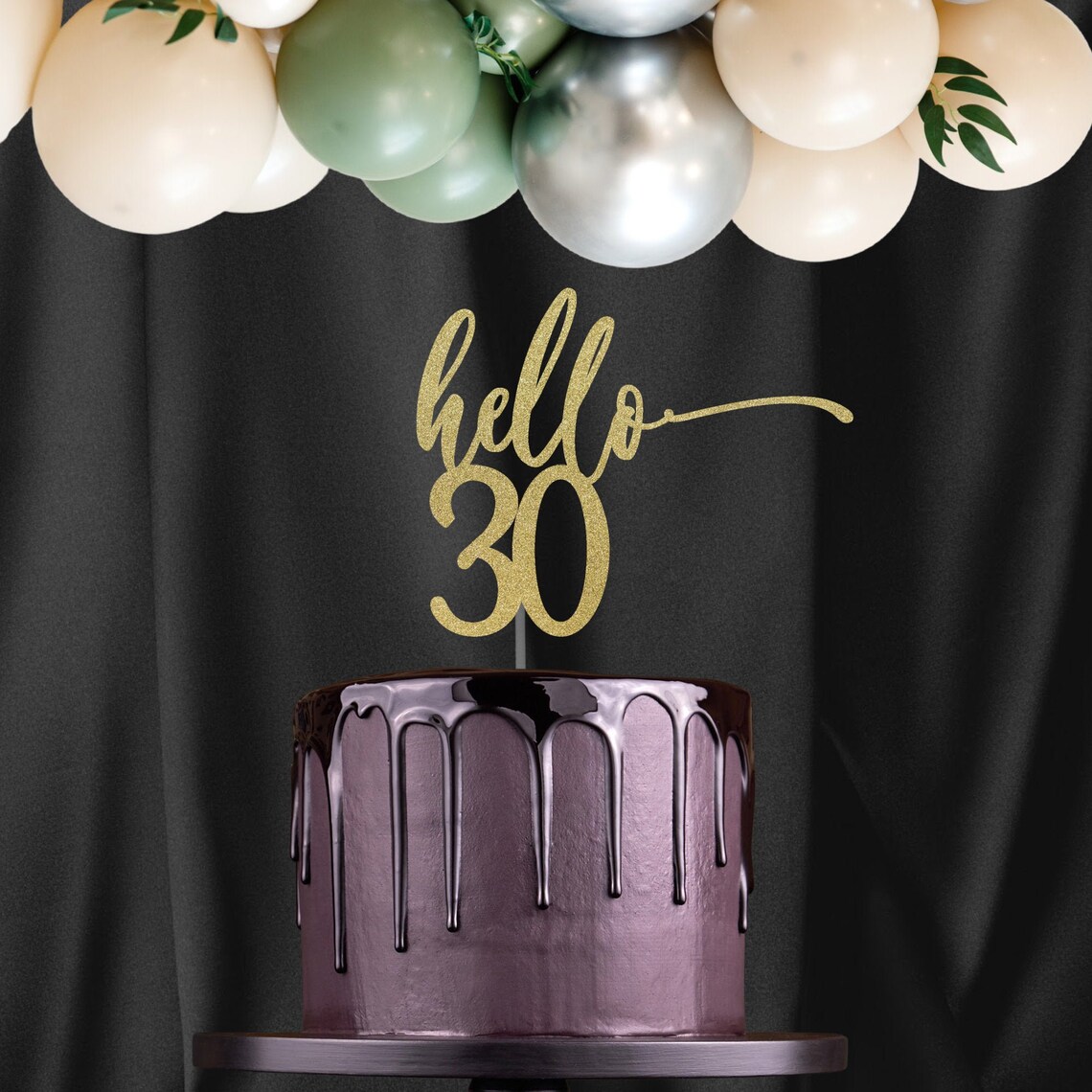 Hello 30 Cake Topper, Glitter 30th Birthday Party Decor - Etsy