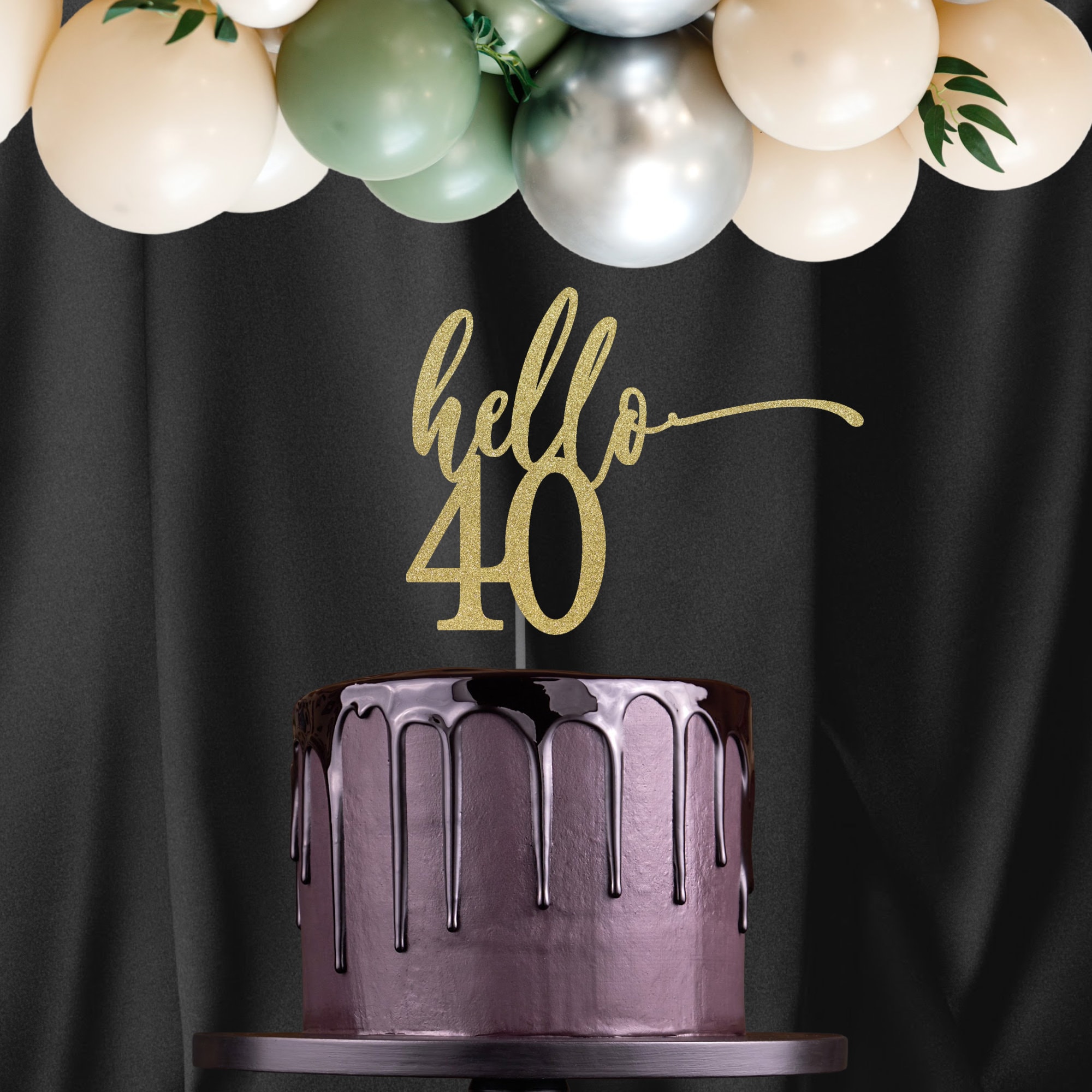 Hello 40 Cake Topper, 40th Birthday Cake Topper, Hello Forty Cake ...
