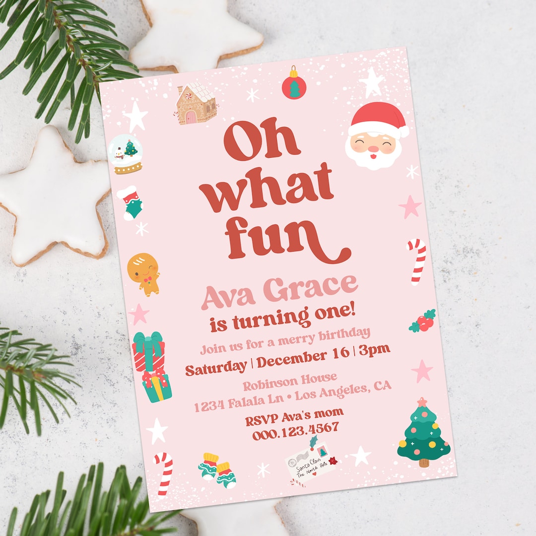 Christmas Birthday Invitation, Oh What Fun It is to Be One, Oh What Fun ...