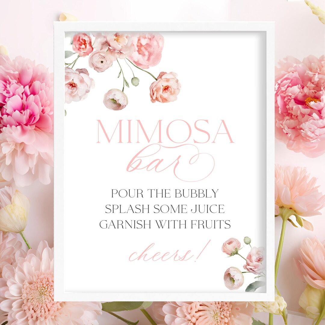 Mimosa Bar Sign, Bridal Shower Mimosa Bar Sign, Mimosa Sign Printable ...