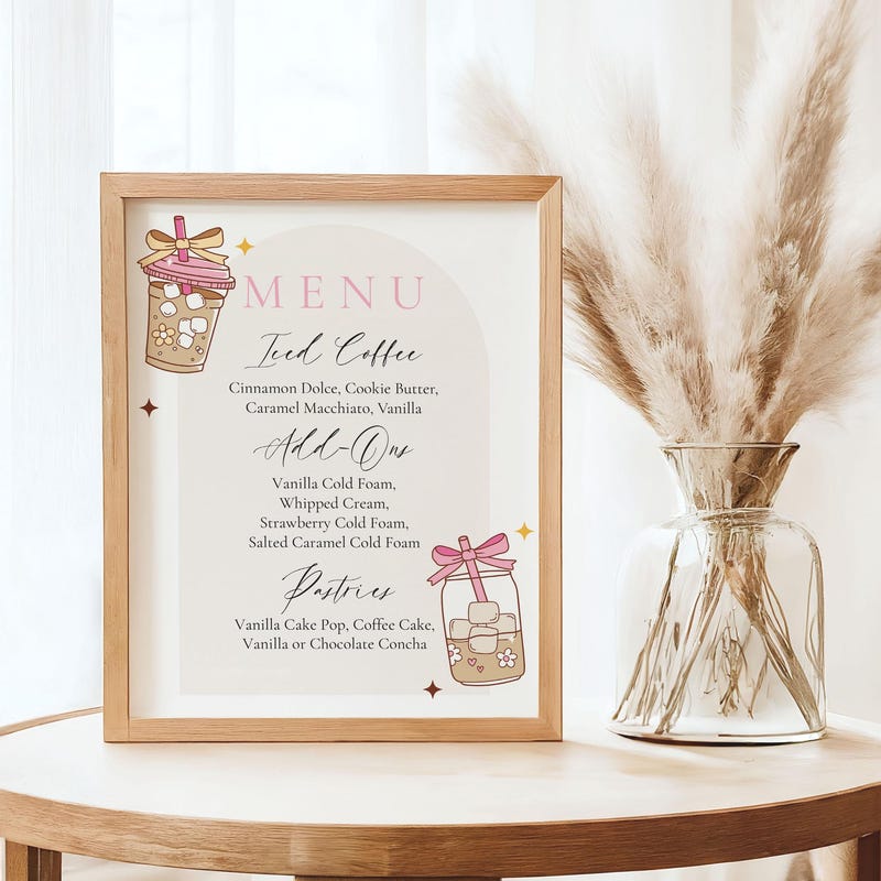 Cute Pink Bar Menu - Etsy