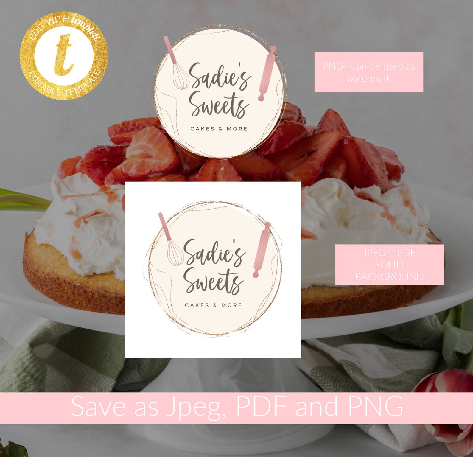 Baking Business Logo Baker Logo Sweets Logo Diy Branding | Etsy