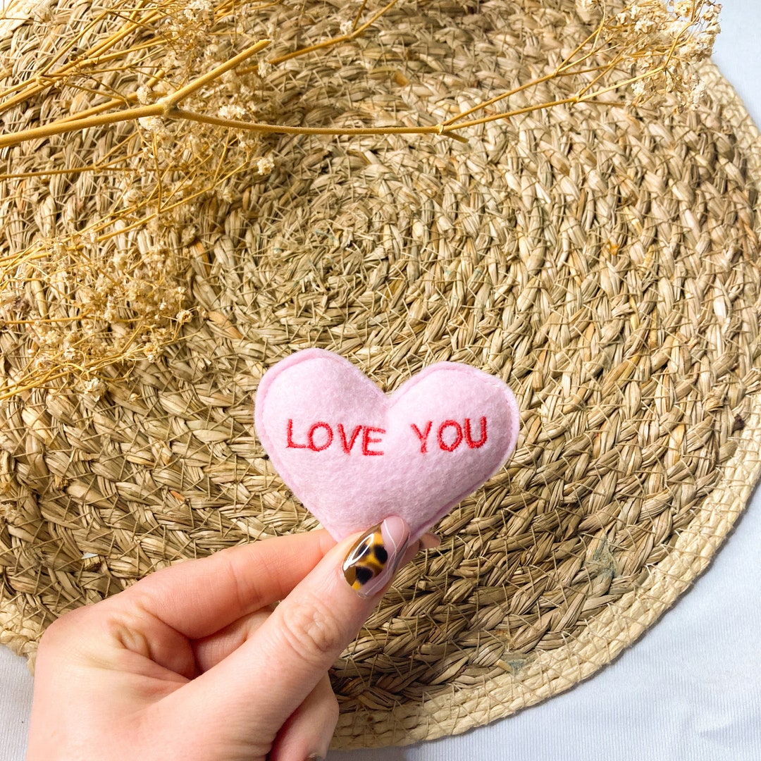 I Love You Pocket Love, Pink Embroidered Pocket Heart, Friendship ...