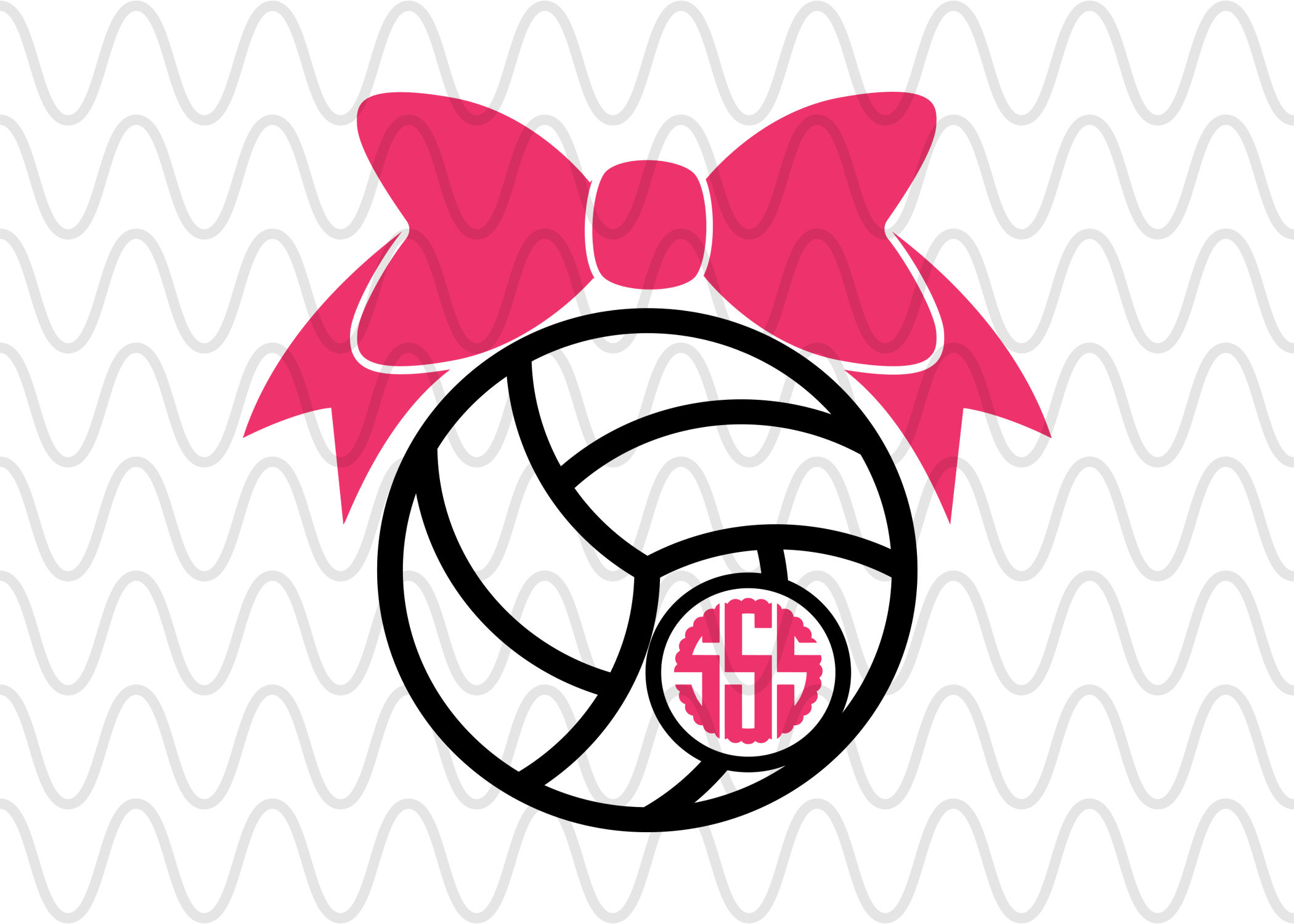 Split Volleyball Bow Round Monogram SVG Cricut Silhouette | Etsy